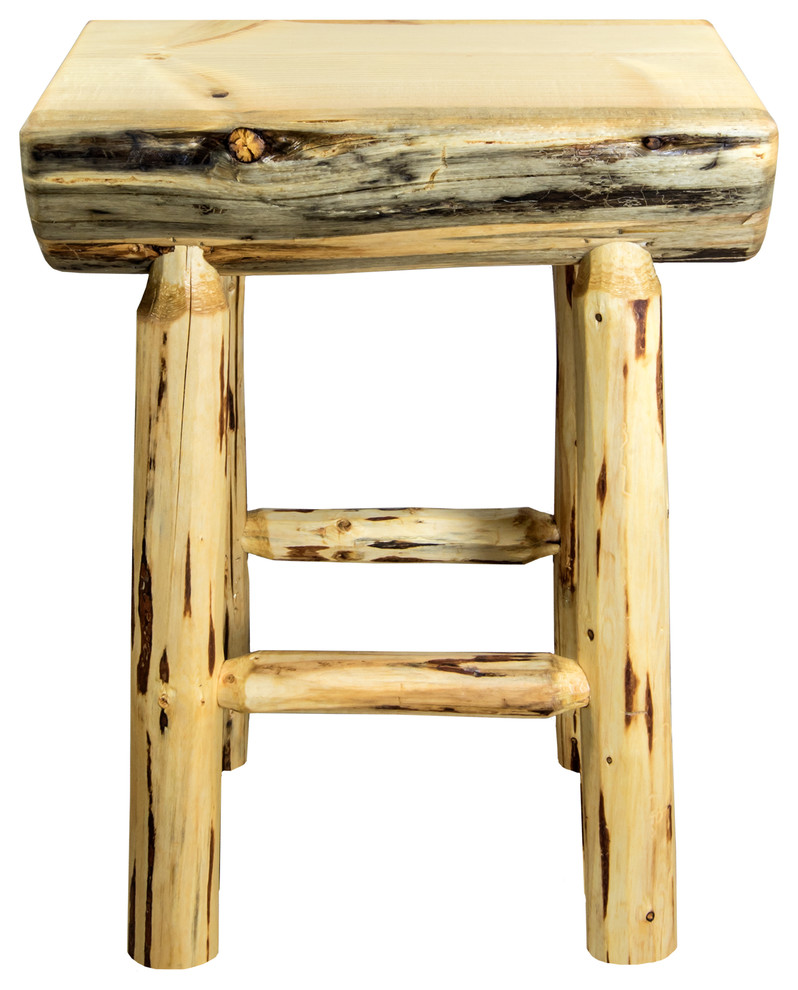 Montana Counter Height Half Log Bar Stool With Exterior Finish - Rustic ...
