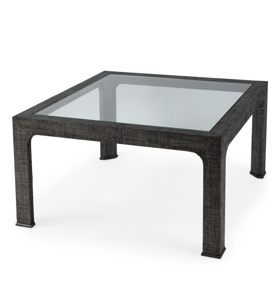 Chatham Glass and Raffia Square 36" Coffee Table - Transitional ...