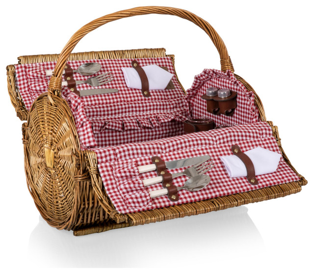 Barrel Basket - Red, 15 x 10 x 13 - Picnic Baskets - by Picnic Time | Houzz
