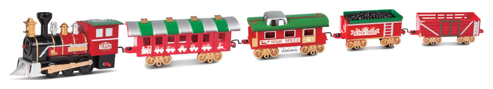 21pc Red Battery Operated Lighted and Animated Classic Train Set ...