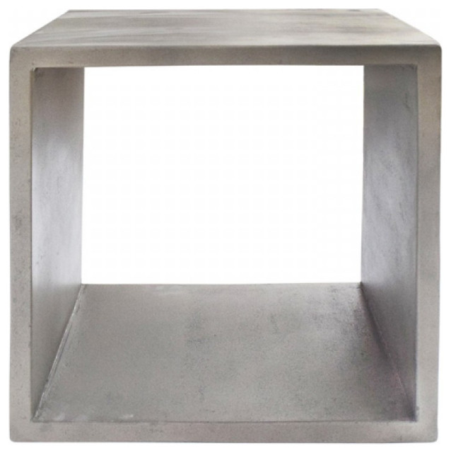 Minimalist Dark Gray Concrete Open Cube End or Side Table ...