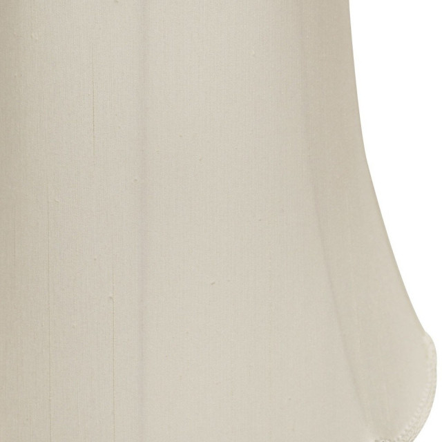 16" White Empire Slanted Cylinder Scroll Edge Silk Lampshade ...