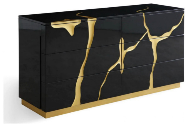 Keanu Modern Black and Gold Dresser - Contemporary - Dressers - by ...