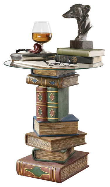 Stacked Volumes Sculptural Glass-Topped Book Table - Traditional - Side ...
