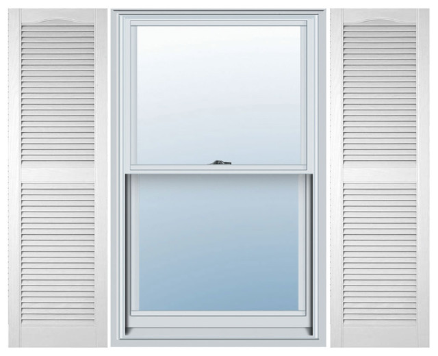 Builders Edge, Cathedral Top Center Mullion, Open Louver Shutters ...