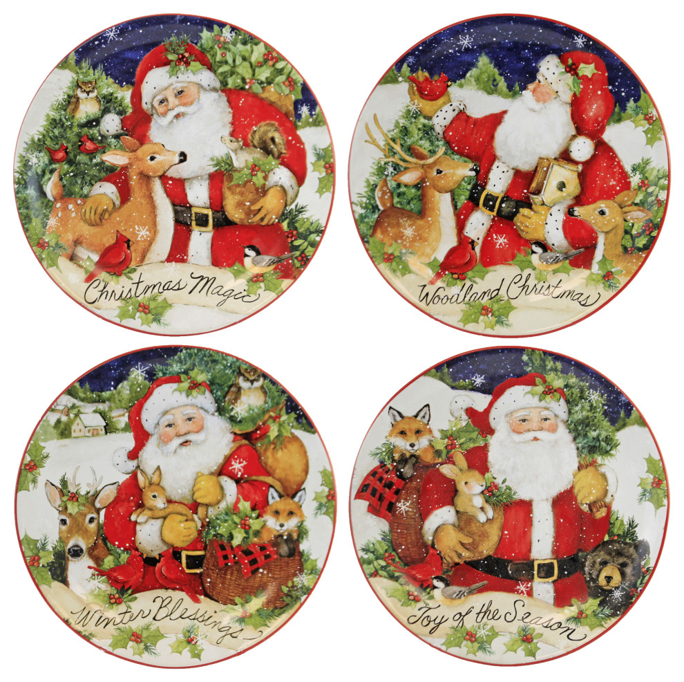 Tabletop Magic Christmas Santa Dessert Earthenware Plates Holiday 28286 ...