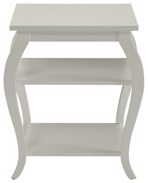 Cottage White Bow Leg Square End Table - Traditional - Side Tables And ...