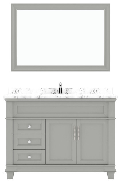 Victoria 48" Single Bath Vanity in Gray, Quartz Top, Sink, MS-2648-CMRO ...