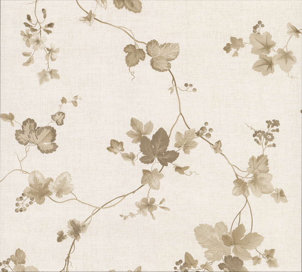 Symon Light Brown Leaf Trail Wallpaper, Sample - Wallpaper - by ...