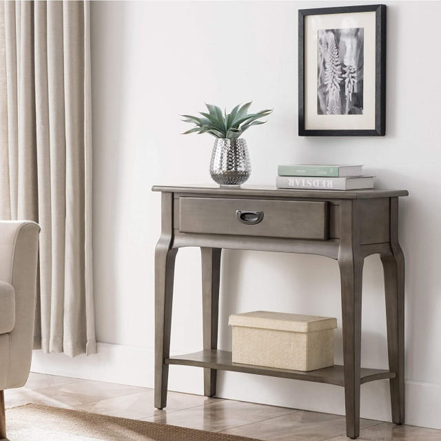 Unique Console Table, Legs With Flared Curved Accent & Single Drawer ...