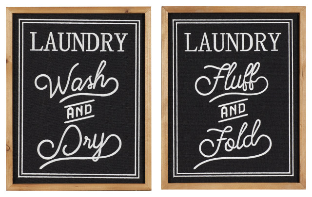 Black Linen Farmhouse Laundry Sign Wall Decor Set of 2 12"W, 16"H 77887 ...