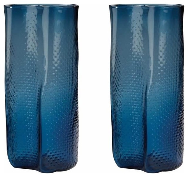 Shop Houzz Tall Speckle Textured Navy Blue Glass Vase Set Of 2 Vases