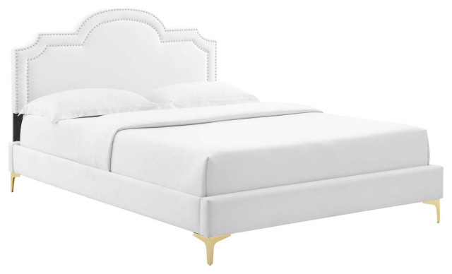 Aviana Performance Velvet Twin Bed - Midcentury - Platform Beds - by ...