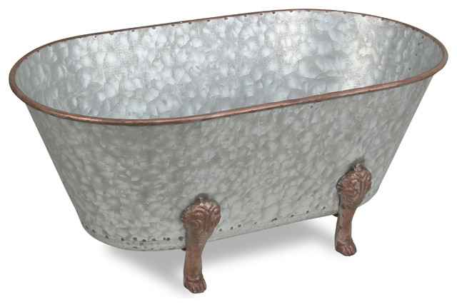Lavande Metal Tub Decor - Small - Galvanized - Farmhouse - Decorative ...