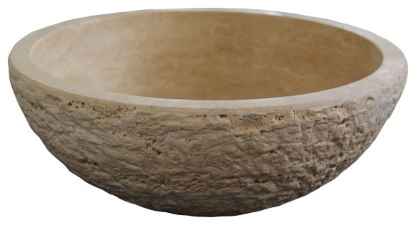 Textured Natural Stone Vessel Sink - Travertine - Traditional ...