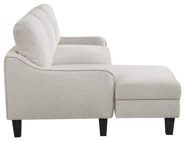 Lester Sofa With Chaise and Twin Sleeper, Cement Fabric With Black legs ...