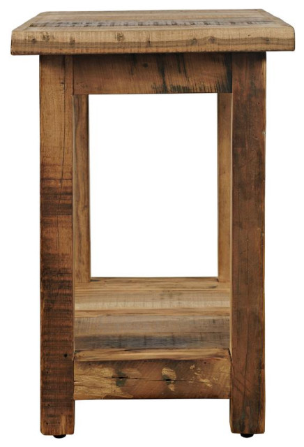 ustic Reclaimed Solid Wood Chairside End Table with Storage Shelf ...