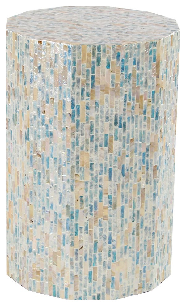 Contemporary Blue Mother Of Pearl Shell Accent Table 47336 - Beach ...