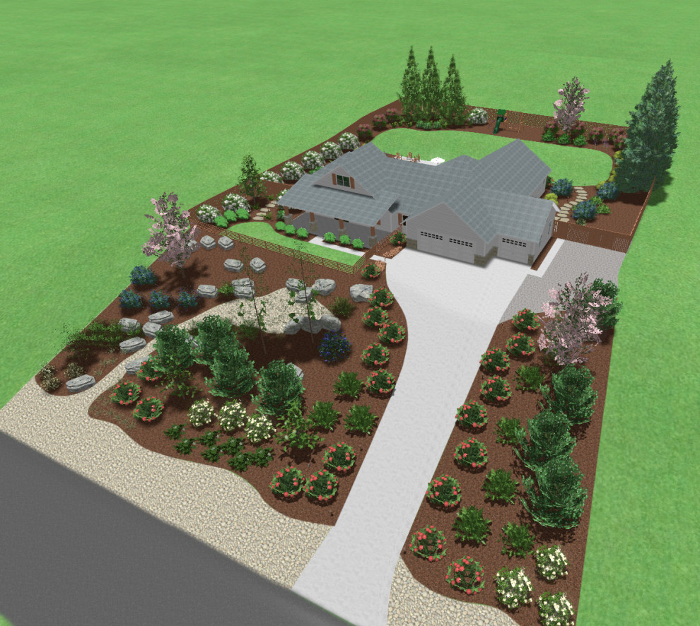 New Built Farmhouse Landscape Design - Farmhouse - Landscape - Seattle ...