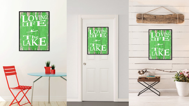 Loving Life The Lake Inspirational, Canvas, Picture Frame, 13"x17 ...