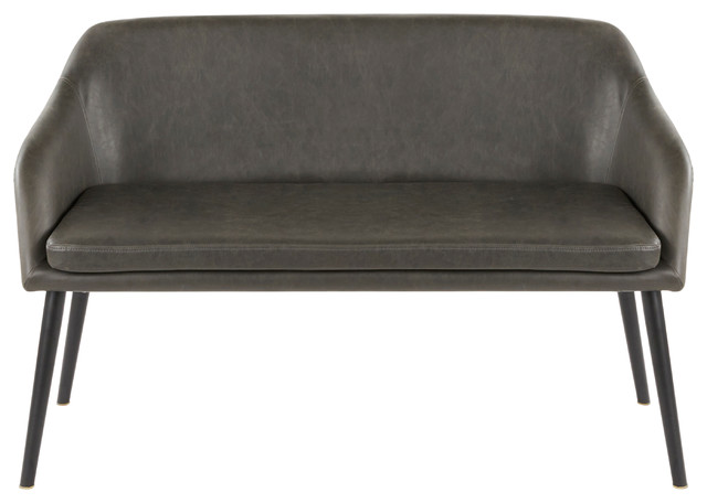 Lumisource Shelton Bench, Black Metal Legs - Midcentury - Dining ...