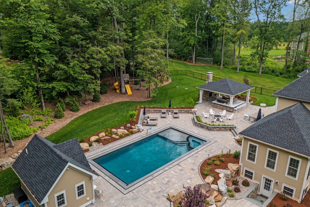 Simsbury, CT Rectangular Pool with Landscaper Clarke Landscapes ...