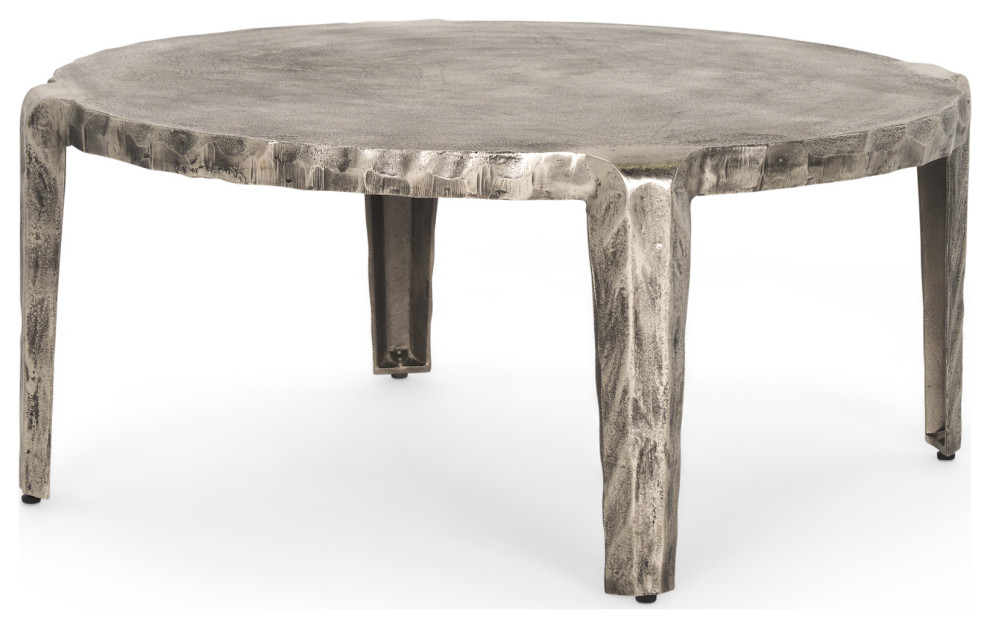 Randy Silver Nickel Cast Aluminum Metal Coffee Table - Industrial ...