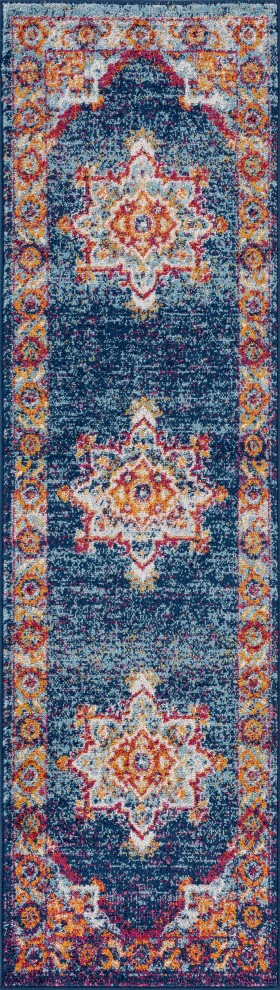 Mila Traditional Medallion Area Rug, 2'x7' - Mediterranean - Hall And ...