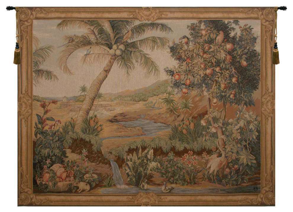 L'Oasis I European Tapestry Wall hanging, H 43" x W 60" - Tropical ...