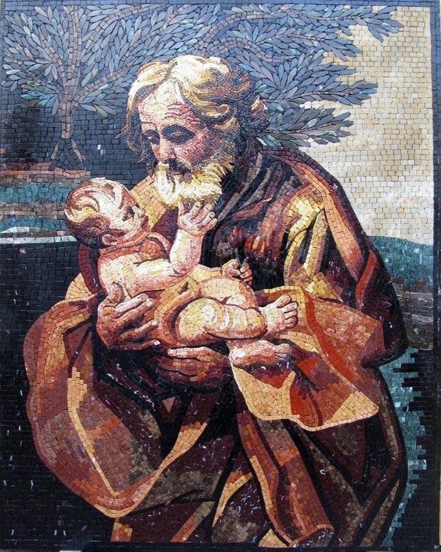 Saint Joseph, Impressionist Mosaics, 41" x 51" - Traditional - Tile ...