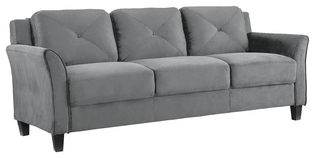 Traditional Sofa, Microfiber Upholstered Seat & Tufted Back Cushions ...