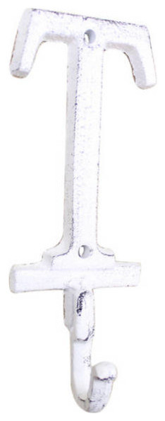 Whitewashed Cast Iron Letter T Alphabet Wall Hook 6'' - Farmhouse ...