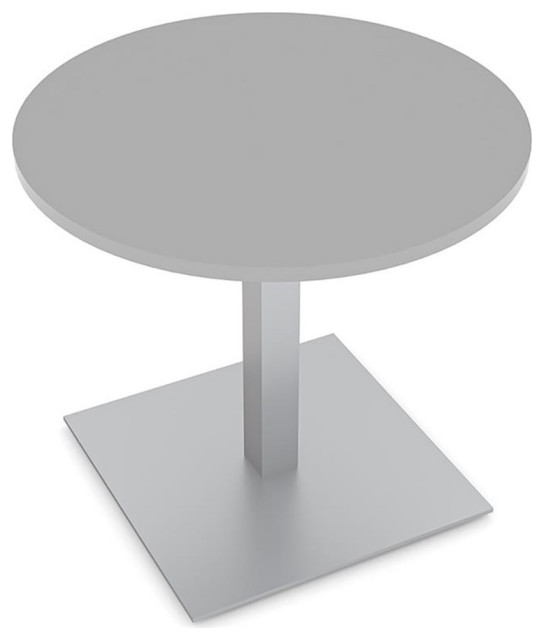 3 Person Round Conference Table Square Brushed Aluminum Base 34" Asian ...