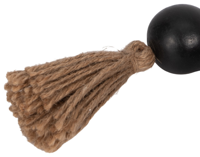 Wood, 28" 2" Dbl Beaded Garland, Tassel, Black, 28x2x2 inches ...