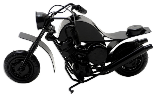 Novica Handmade Moto Racer In Black Recycled Metal Sculpture ...