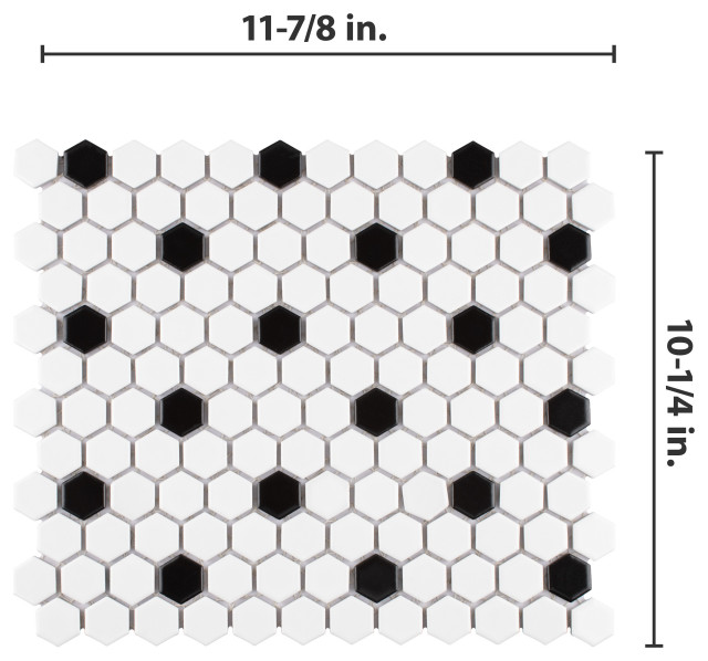 Madison 1" Hex Porcelain Floor and Wall Tile, Sample, Sample ...