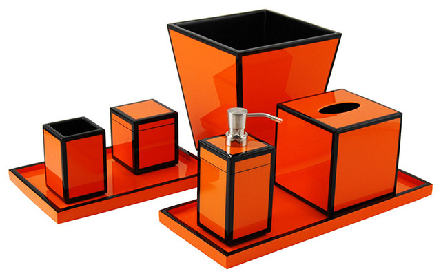 Orange and Black Lacquer Vanity Tray - Contemporary - Bathroom ...