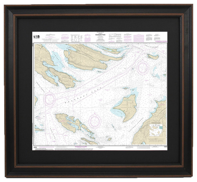 Poster Size Framed Nautical Chart, Boundary Pass - Traditional - Prints ...
