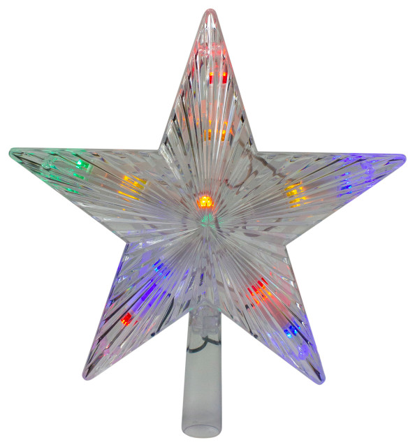 9.5" Lighted Color Changing 5 Point Star Tree Topper - White and Blue ...
