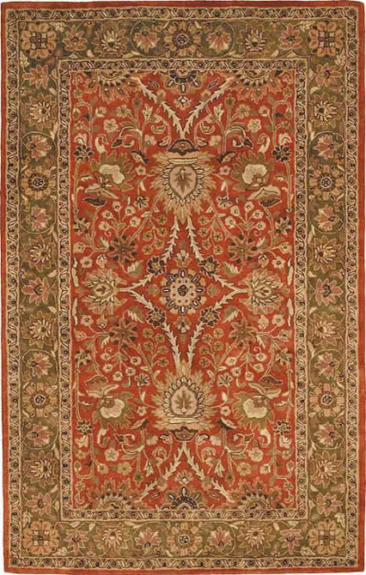 Safavieh Classic CL249B Rust/Green Rug, 6' Round - Traditional - Area ...