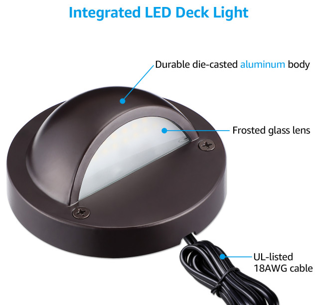 12-Pack Hemisphere LED Deck Light 3000K Warm White, Brown ...