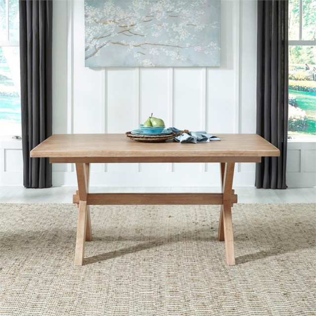 Pemberly Row Traditional Wooden Dining Table in Off White Finish ...
