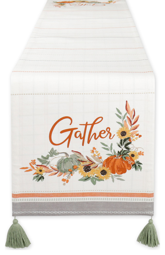 Gather Fall Squash Reversible Table Runner 14X72 - Farmhouse - Table ...