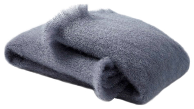 Steel Blue Mohair Throw - Contemporary - Throws - by Room With a Soul ...