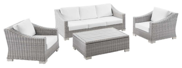 Conway 4-Piece Outdoor Patio Wicker Rattan Furniture Set - Contemporary ...