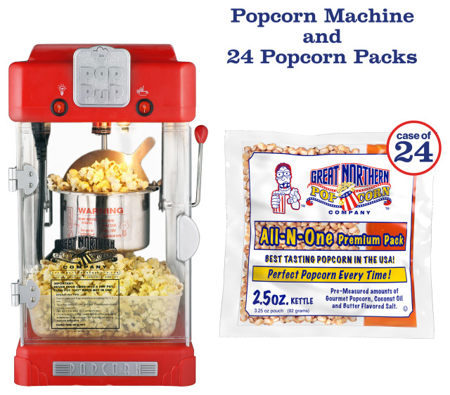 Pop Pup Popcorn Machine 2.5 Oz Kettle with 24-Pack of Pre-Measured ...