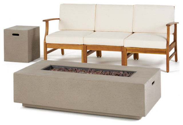 Sydney Outdoor 3 Seater Sofa Set With Fire Table and Tank ...