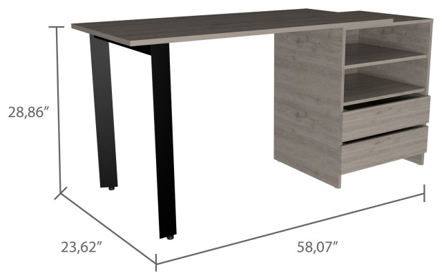 DEPOT E-SHOP Austral 120 Desk with Drawers, Light Gray - Transitional ...