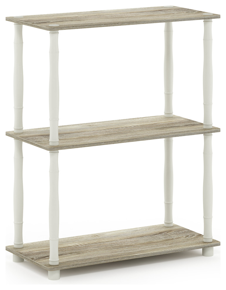3-Tier Compact Shelf Display Rack With Classic Tube, Sonoma Oak/White ...