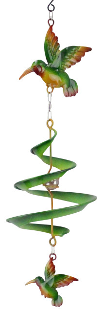 Cosmix Corkscrew Hummingbird Green Yellow - Tropical - Wind Chimes - by ...